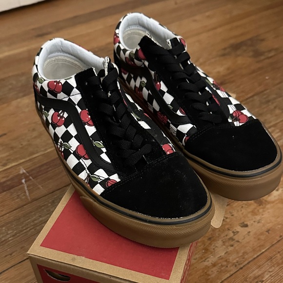 Vans | Shoes | Vans Old Skool Cherry Checker Black Gum Sneakers | Poshmark